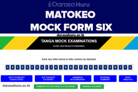 Matokeo ya Mock Form Six Examination Results 2025/2026 (Mikoa Yote)