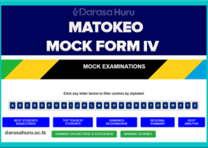 FORM FOUR MOCK EXAMINATION RUSULTS 2026 - ALL REGIONS